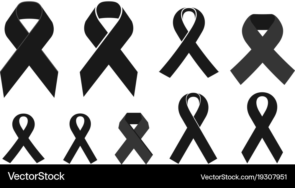 Black mourning ribbon death eternal memory Vector Image