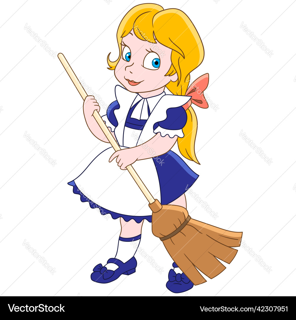 Someone Sweeping Cartoon Girl Sweeping Stock Vector Images Alamy
