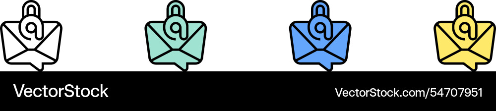Confidential email icon outline green blue Vector Image