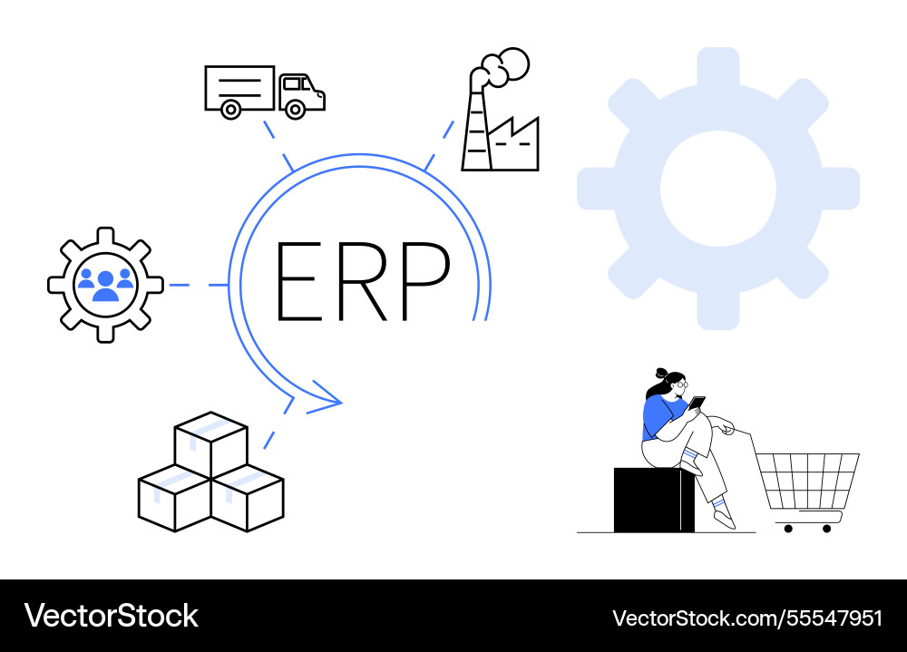 Enterprise resource planning erp process with Vector Image