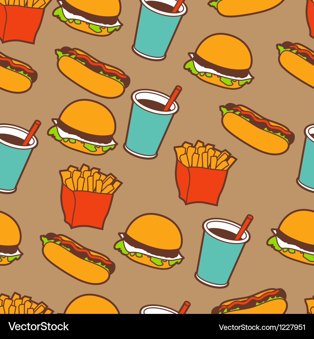 Fast food seamless pattern in retro style Vector Image