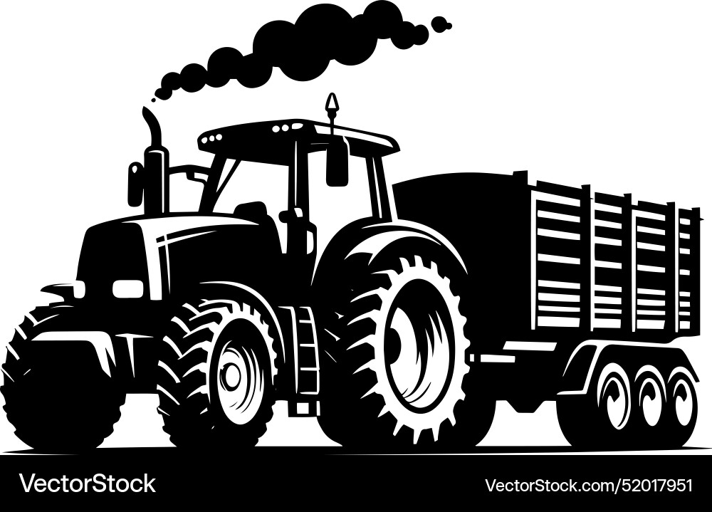 Tractor silhouette isolated on a white background Vector Image