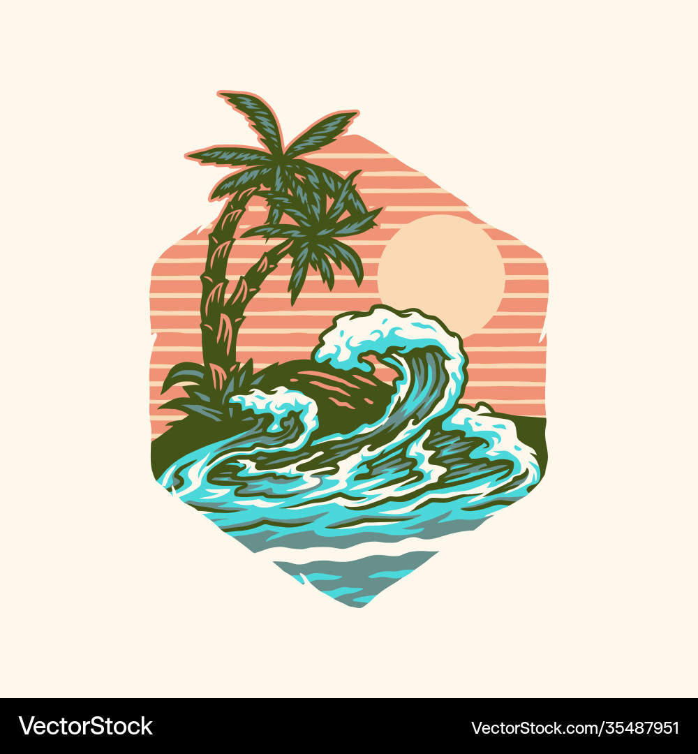 Tropical Beach Wave Art Royalty Free Vector Image