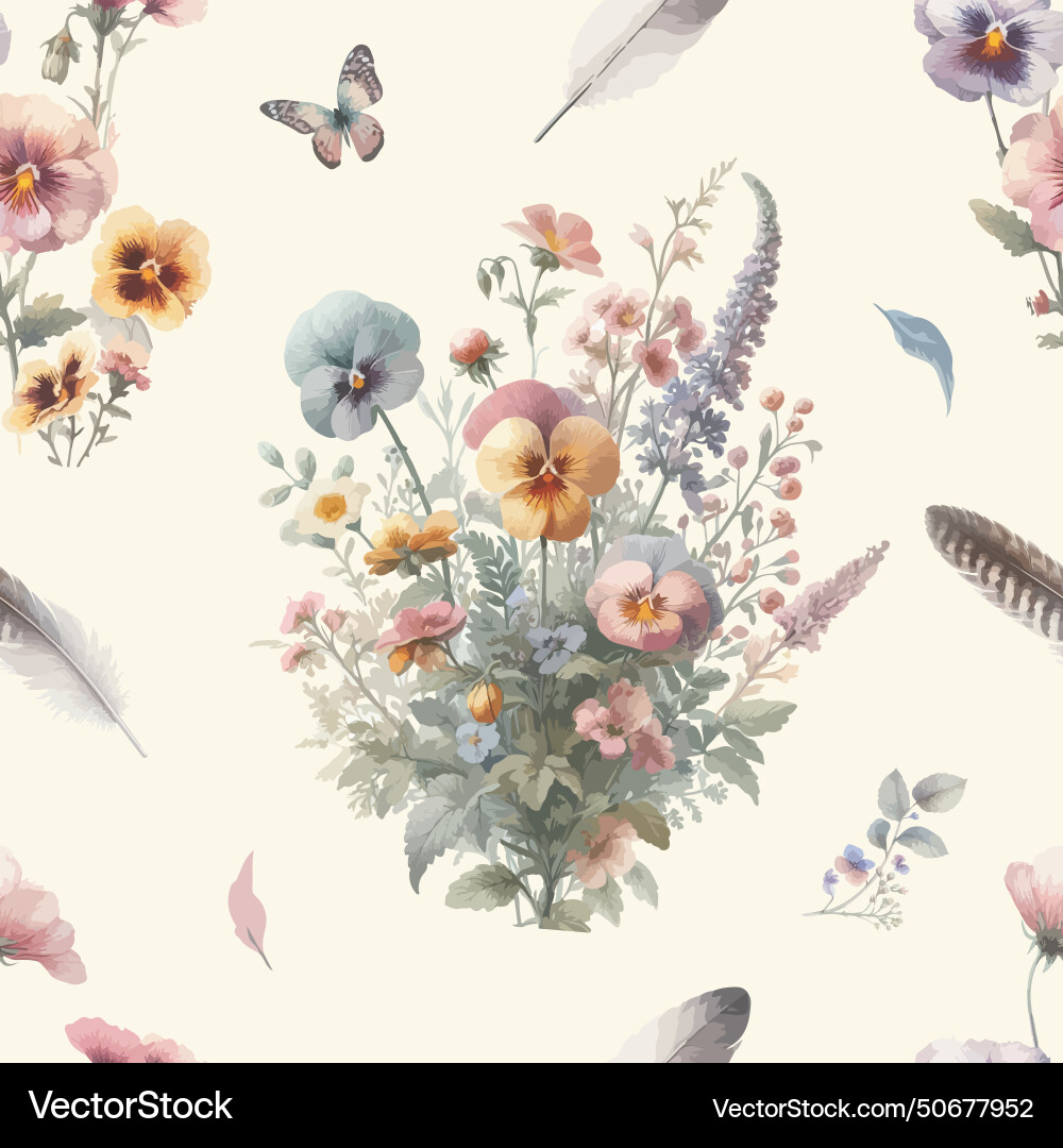 Gentle watercolor floral seamless pattern Vector Image