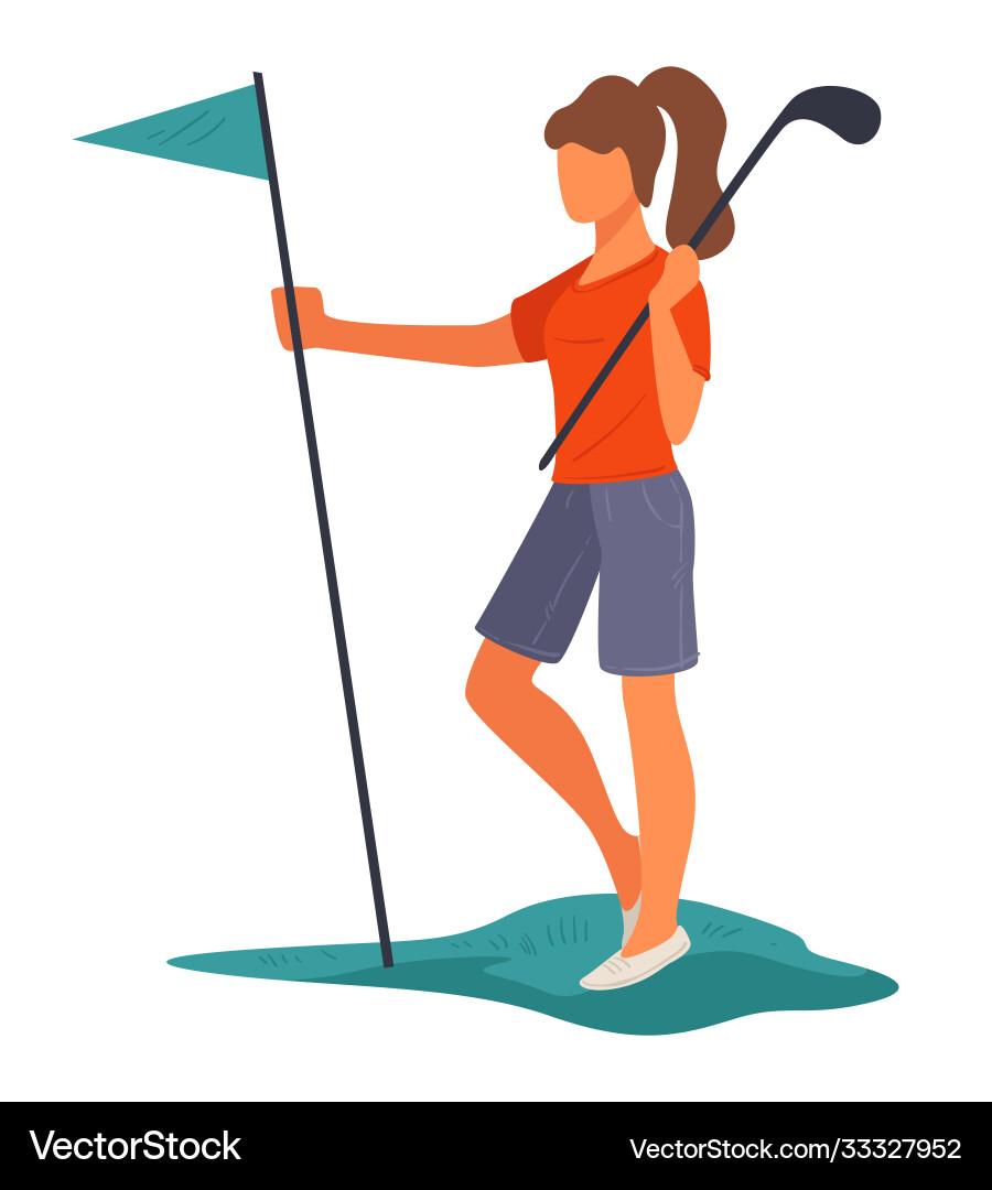Golfer with pole and flag playing golf Royalty Free Vector