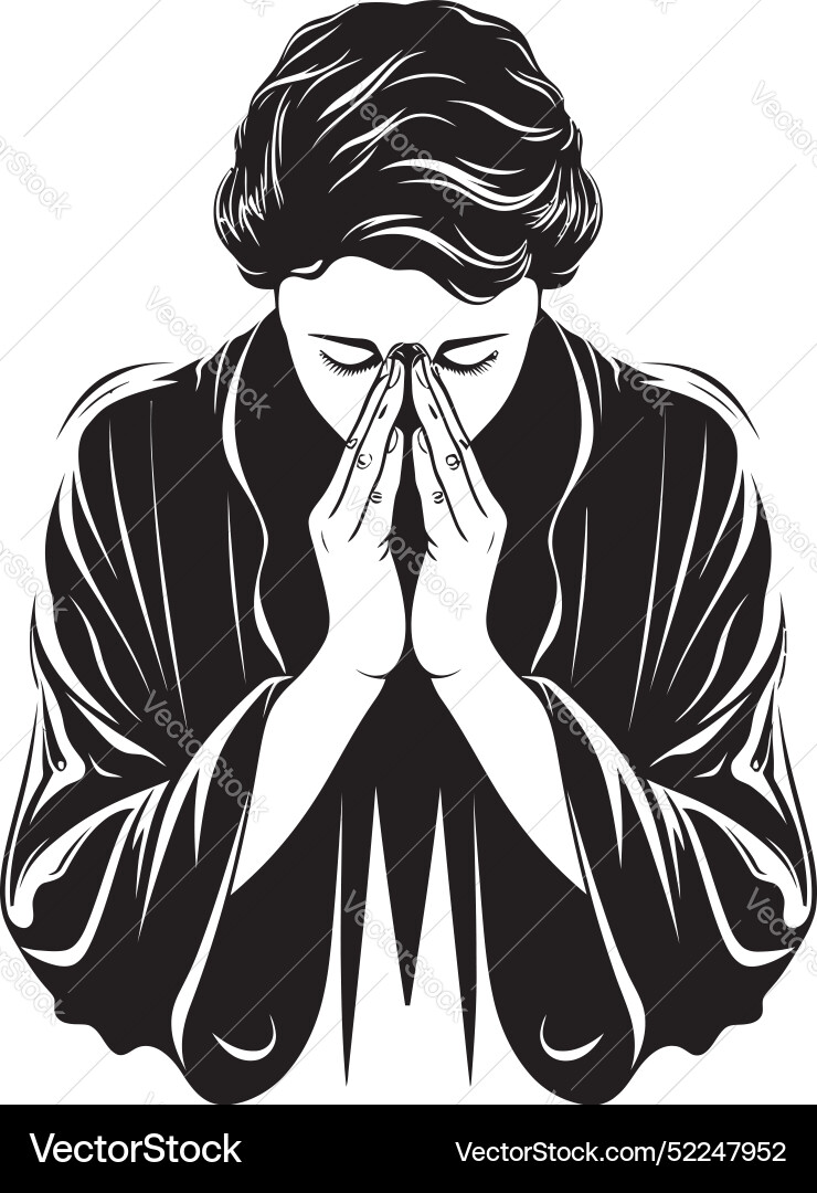 Iconic illumination praying womans hands icon Vector Image