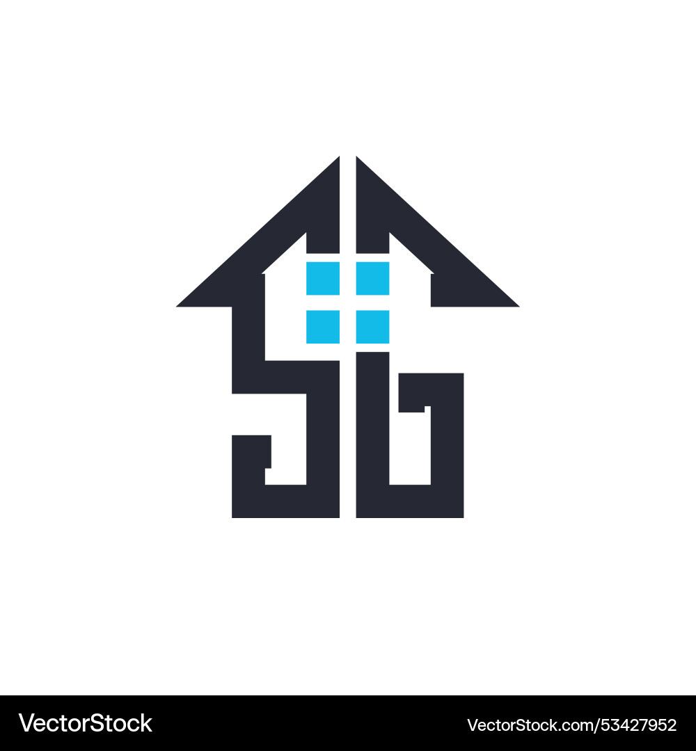 Initials sg house logo design creative letter Vector Image