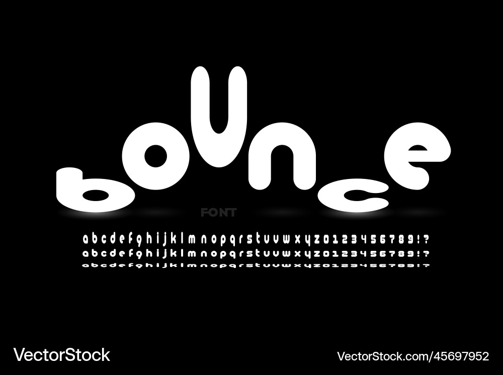Jumping letters style font Royalty Free Vector Image