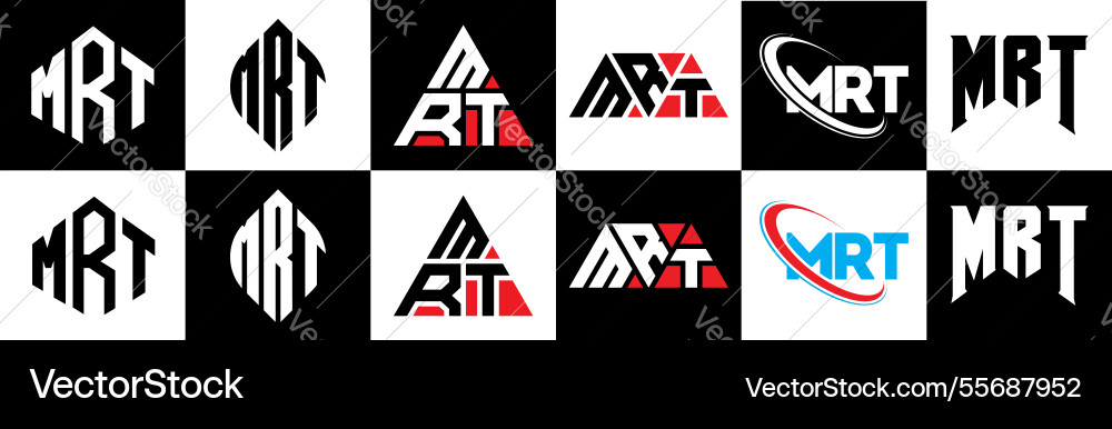 Mrt letter logo design in six style polygon Vector Image