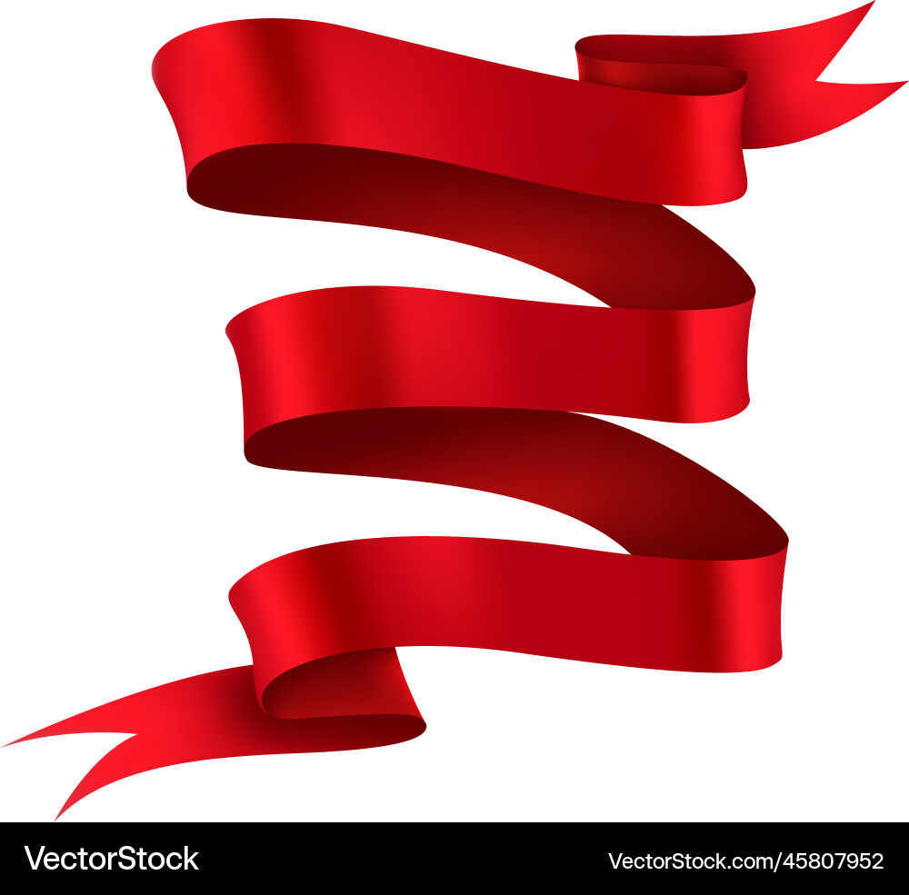Red ribbon blank realistic decoration satin Vector Image