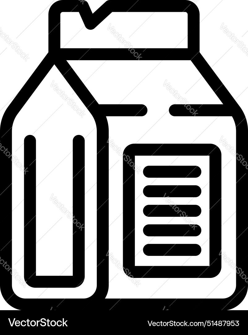 Black and white milk carton icon Royalty Free Vector Image