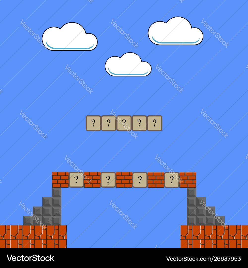 Classic retro arcade design with red brick pixel Vector Image