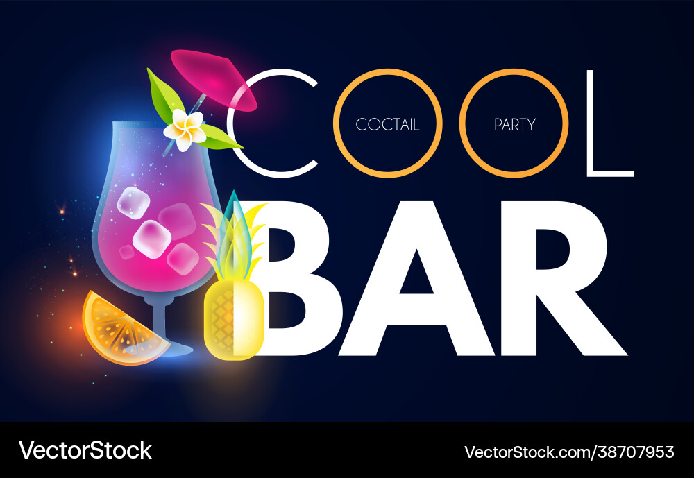 Cocktail party and bar shining design template Vector Image