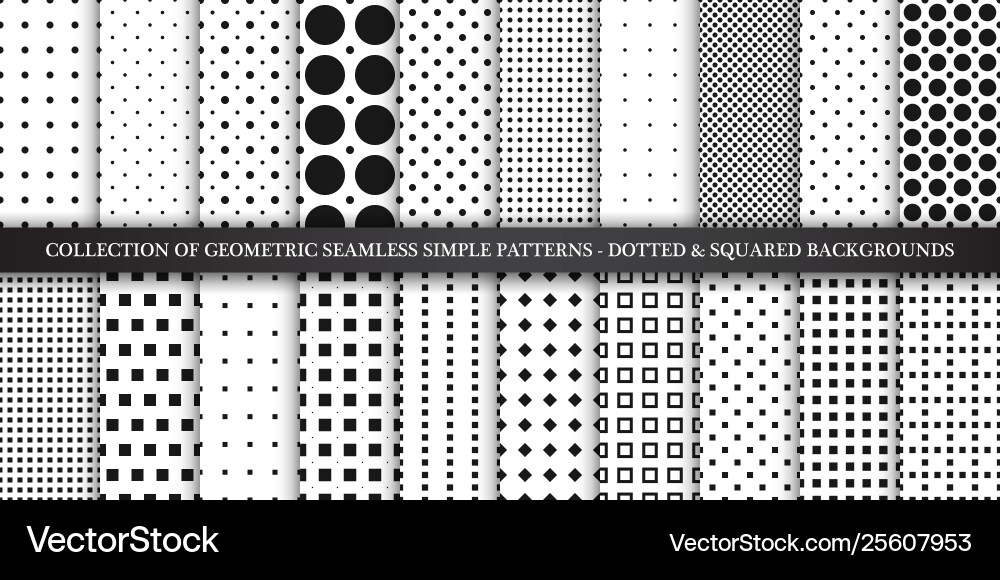 Collection geometric seamless simple Royalty Free Vector