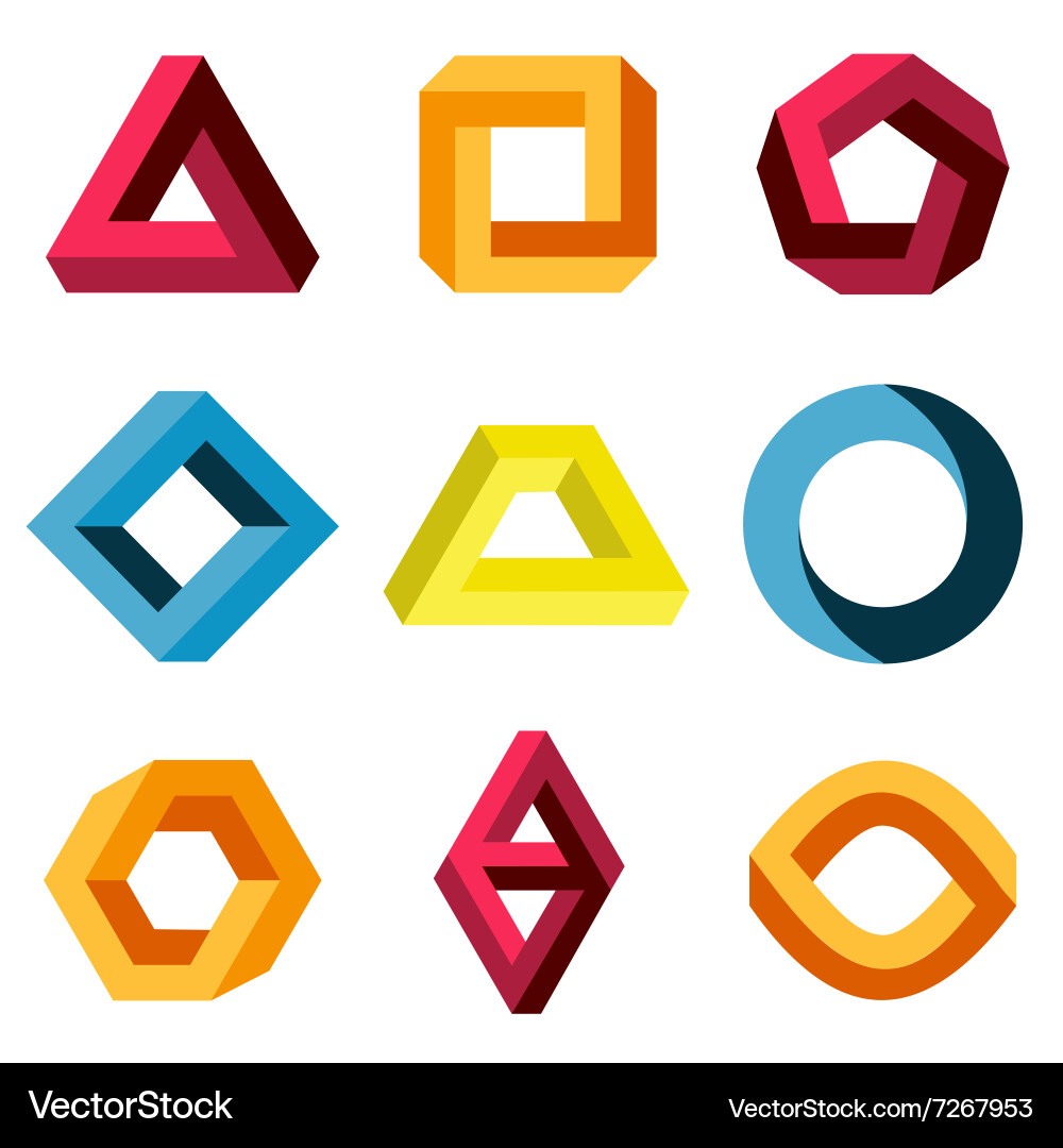 Color impossible shapes set Royalty Free Vector Image