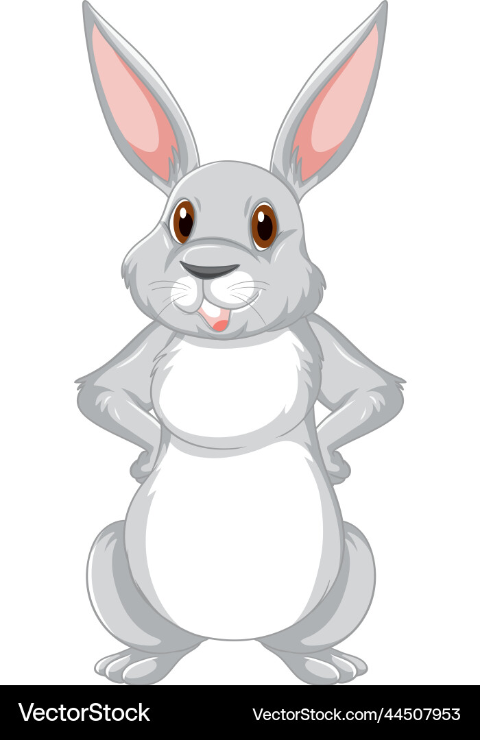Cute grey rabbit cartoon character Royalty Free Vector Image