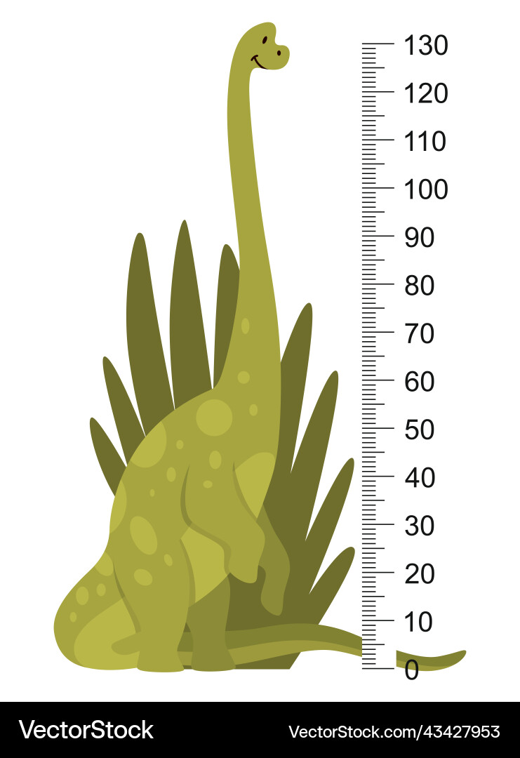 Cute Growth Chart with Dinosaur Royalty Free Vector Image
