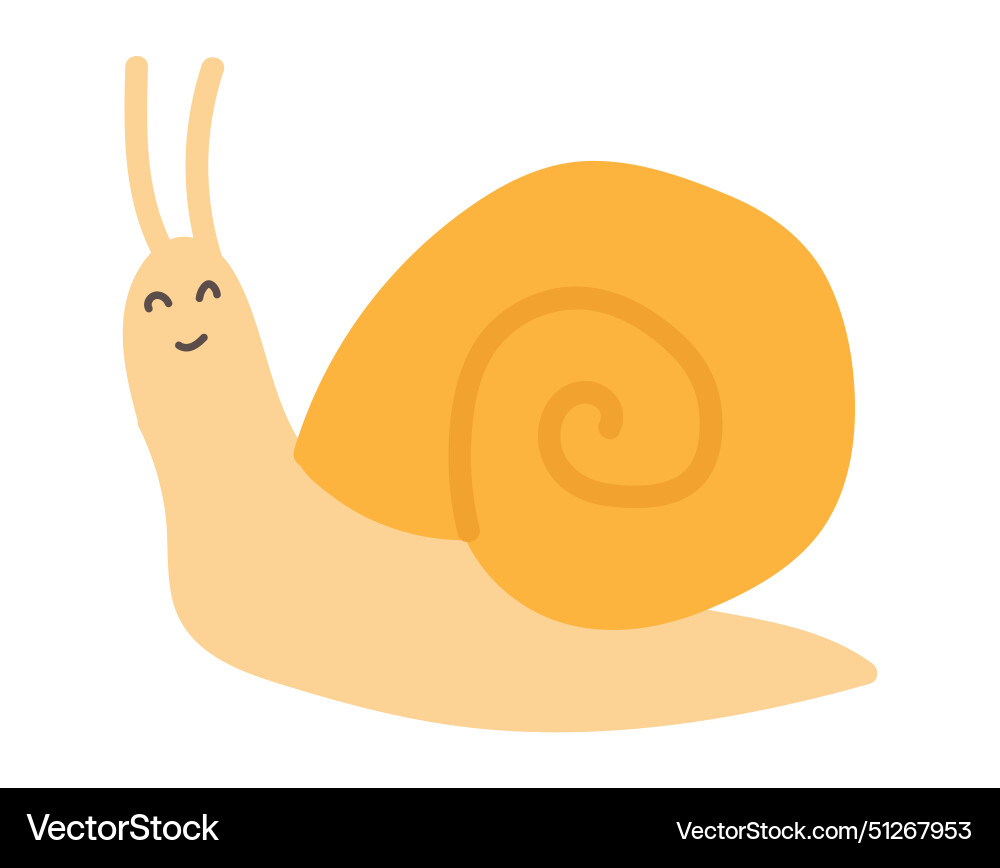 Cute snail in flat design adorable happy slow Vector Image