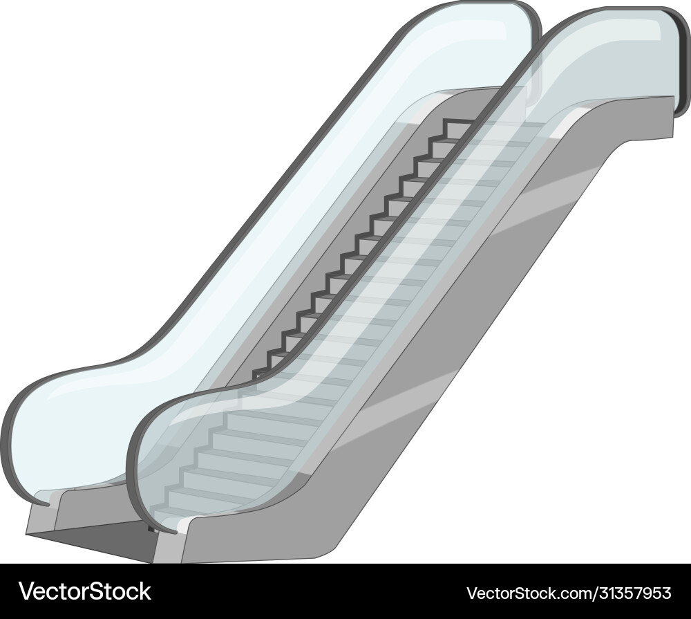 Escalators with glass bars on side Royalty Free Vector Image