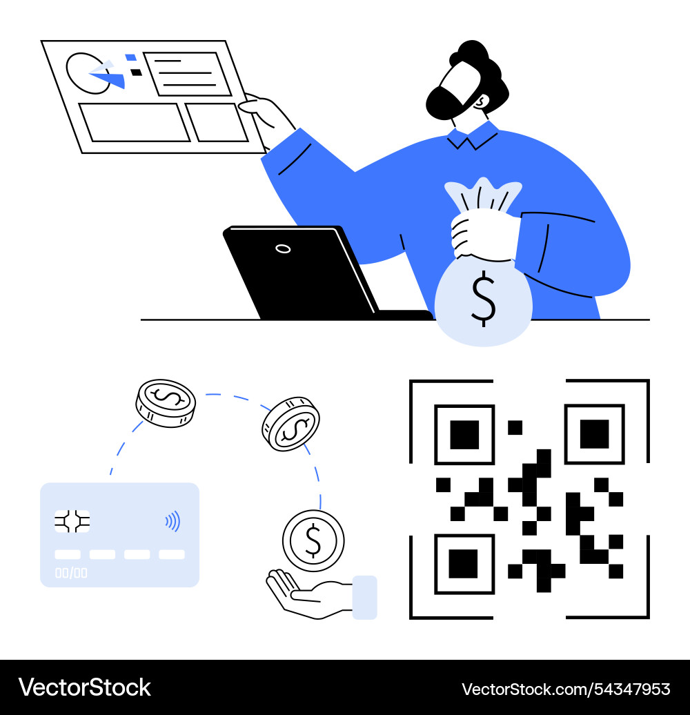 Financial management and digital transactions Vector Image
