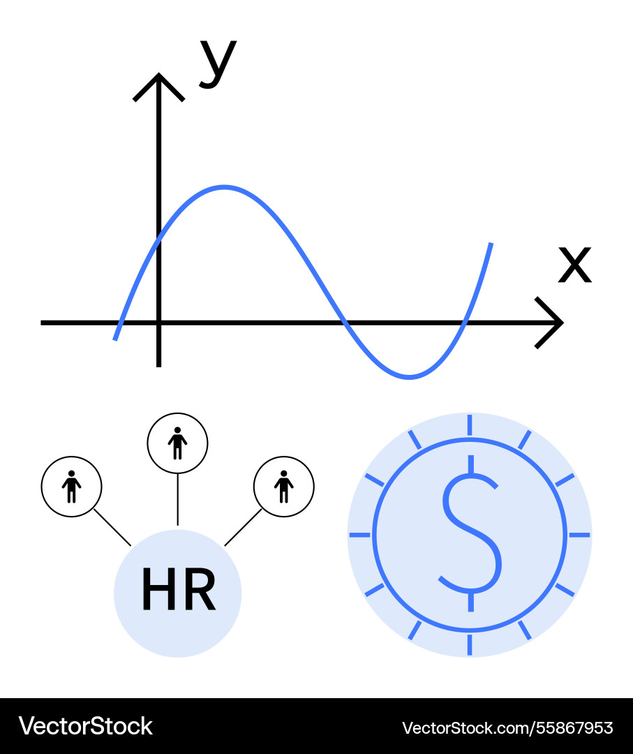 Graph analysis with hr network and financial Vector Image