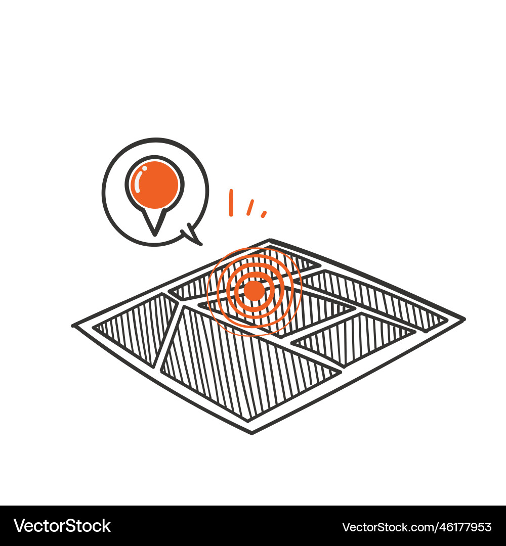 Hand drawn doodle map magnitude earthquake icon Vector Image