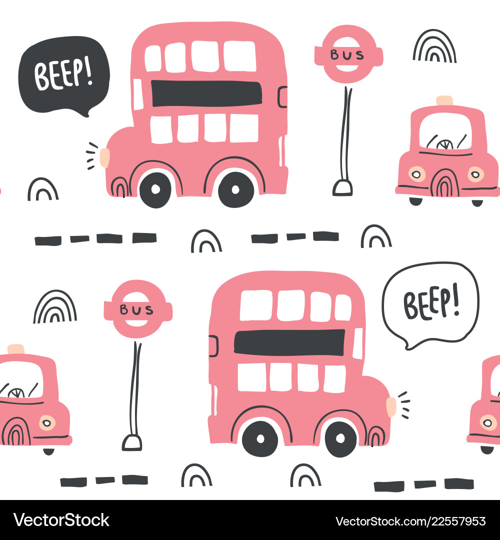 London red bus seamless pattern scandinavian Vector Image