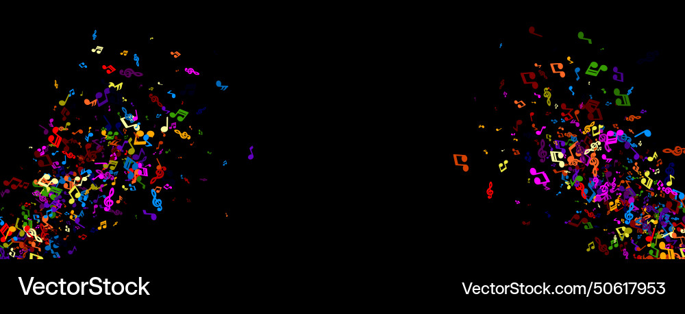 Rainbow music notes explosion Royalty Free Vector Image