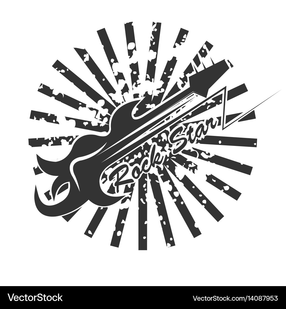 Rock Star Logo - Guitar & Stars Royalty Free Vector