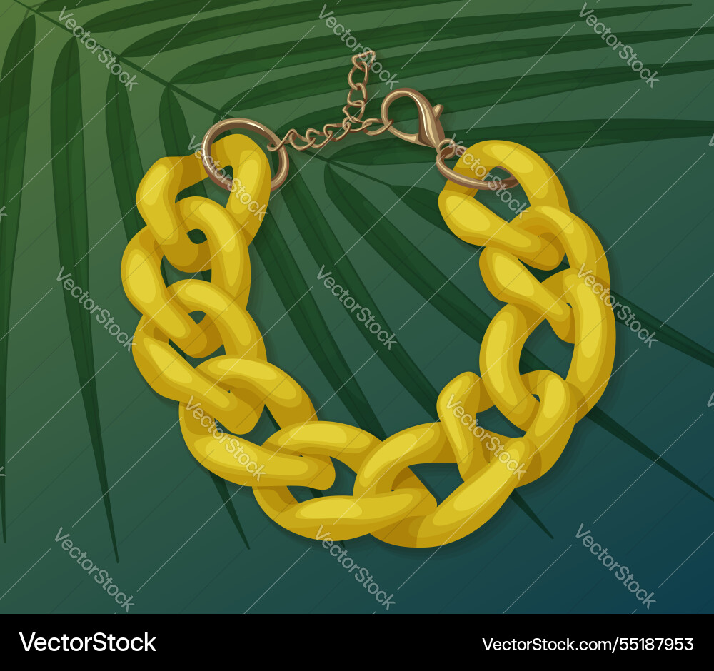 Yellow plastic chain necklace Royalty Free Vector Image
