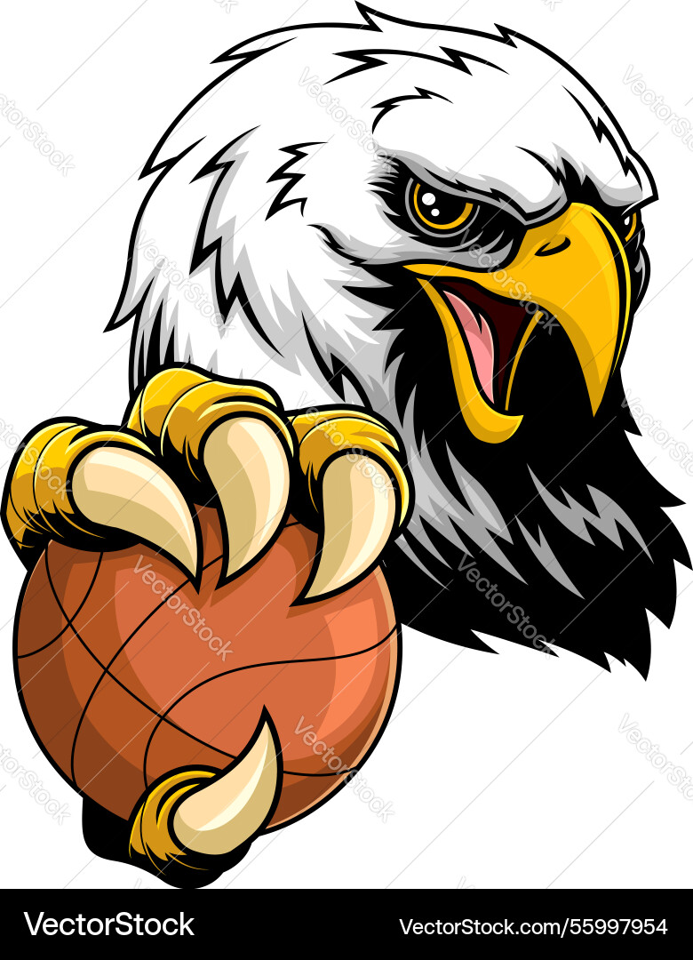 Aggressive bald eagle basketball sports Royalty Free Vector
