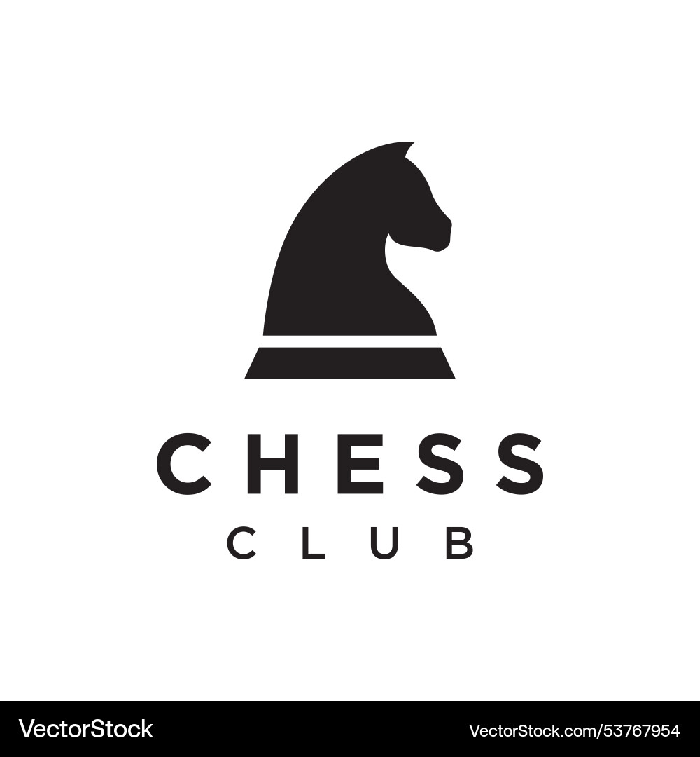 Chess strategy game logo template with horse king Vector Image