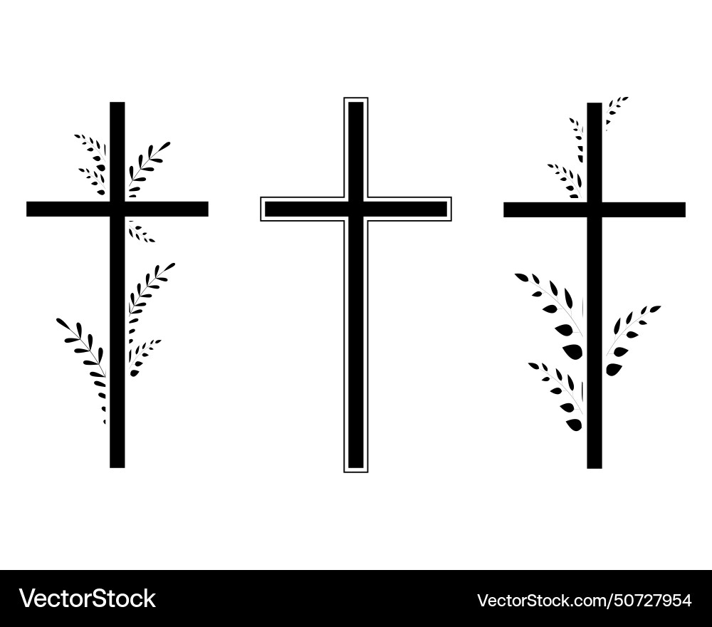 Church crosses set death and funerals Royalty Free Vector