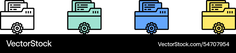 Configuration icon outline green blue and yellow Vector Image