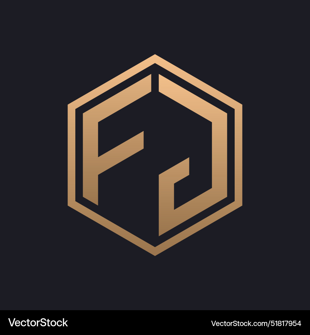 Elegant hexagon letter fj logo design initial Vector Image