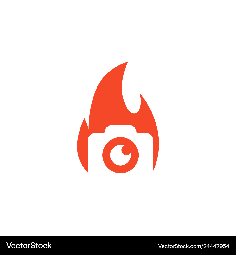 Fire flame camera logo icon Royalty Free Vector Image