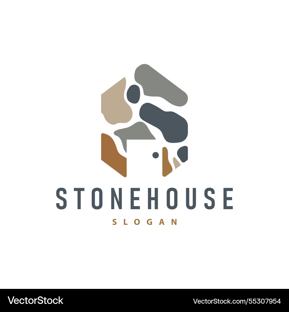 House stone logo design rock geometric Royalty Free Vector