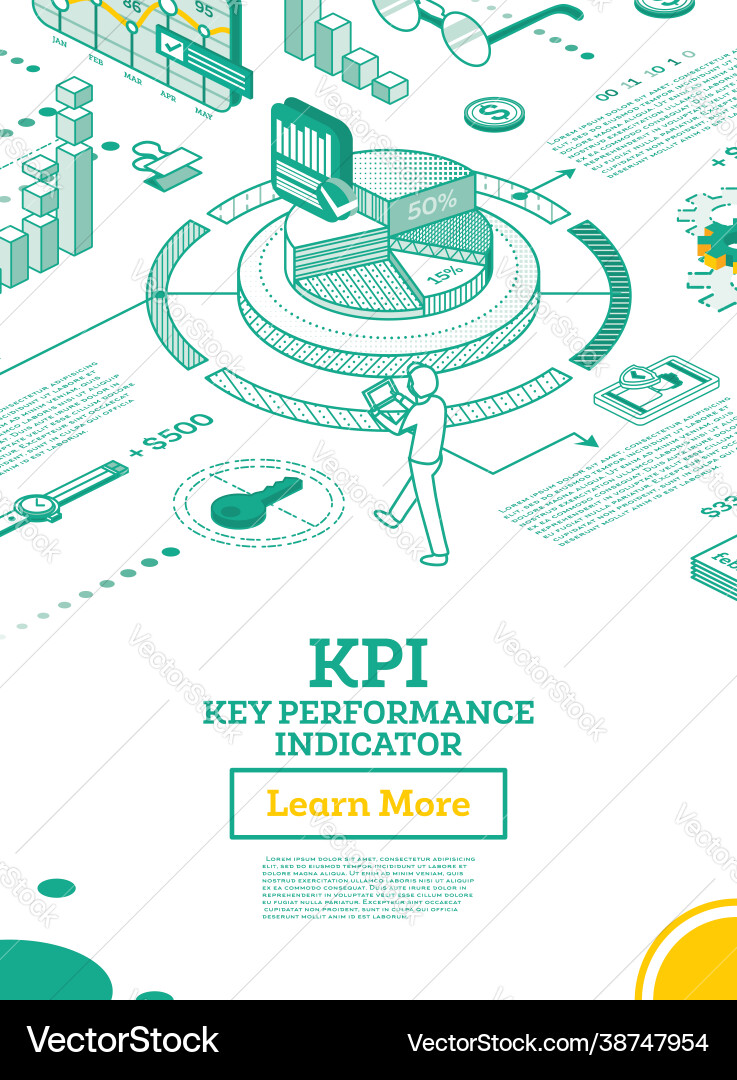 Kpi key performance indicator isometric concept Vector Image