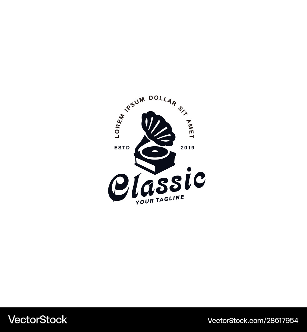 Music classic logo design template Royalty Free Vector Image