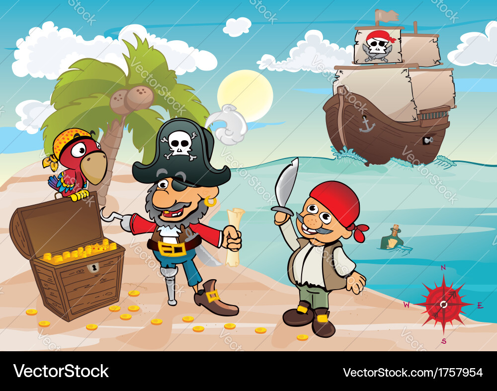 Pirate Treasure Island Royalty Free Vector Image