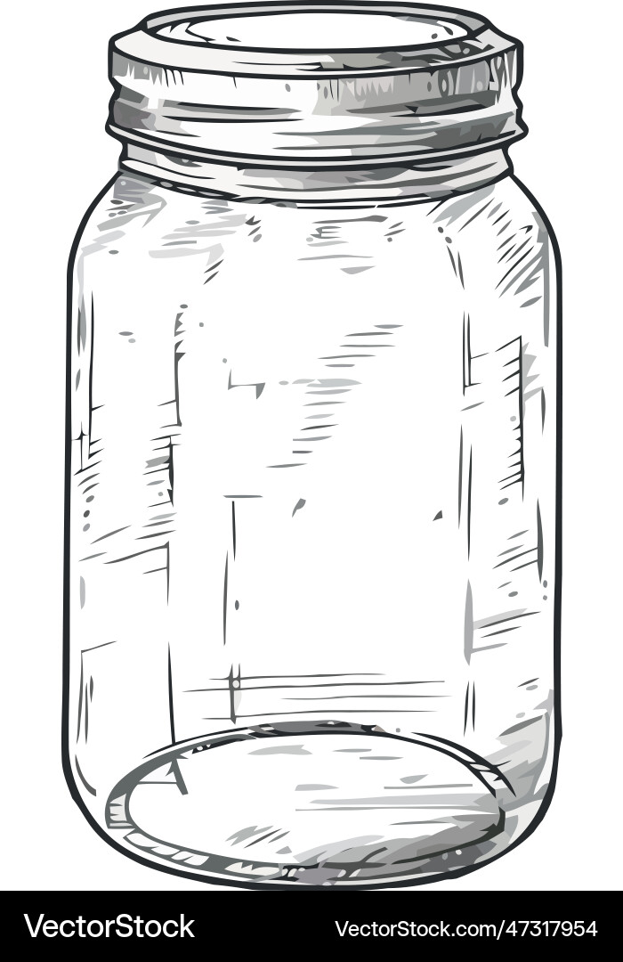 Transparent glass jar sketch design Royalty Free Vector