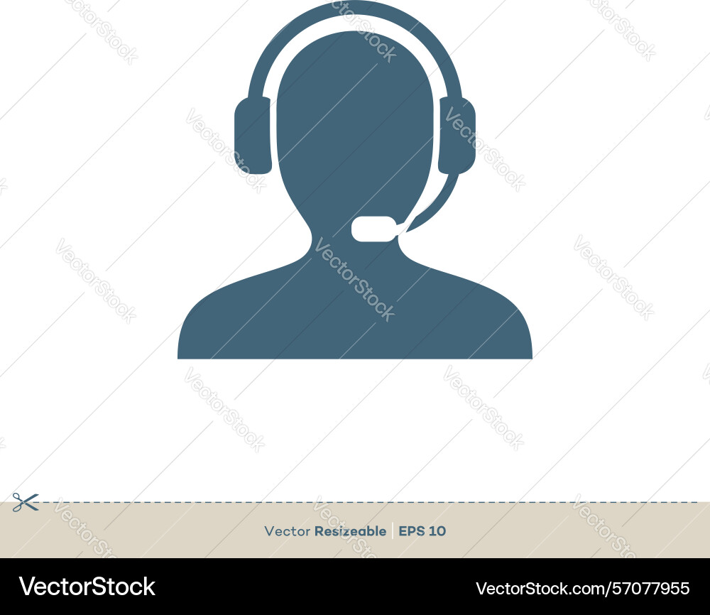 Call center person icon logo template design Vector Image