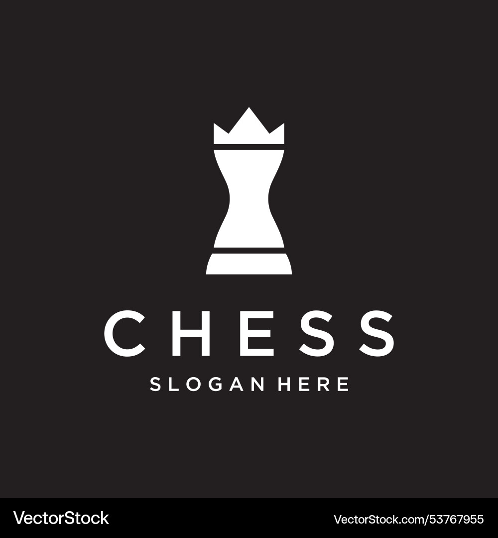 Chess strategy game logo template with horse king Vector Image