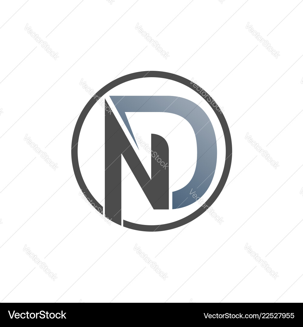Circle nd logo letter with grey colour gradation Vector Image