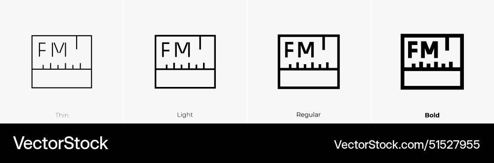 Fm icon thin light regular and bold style design Vector Image