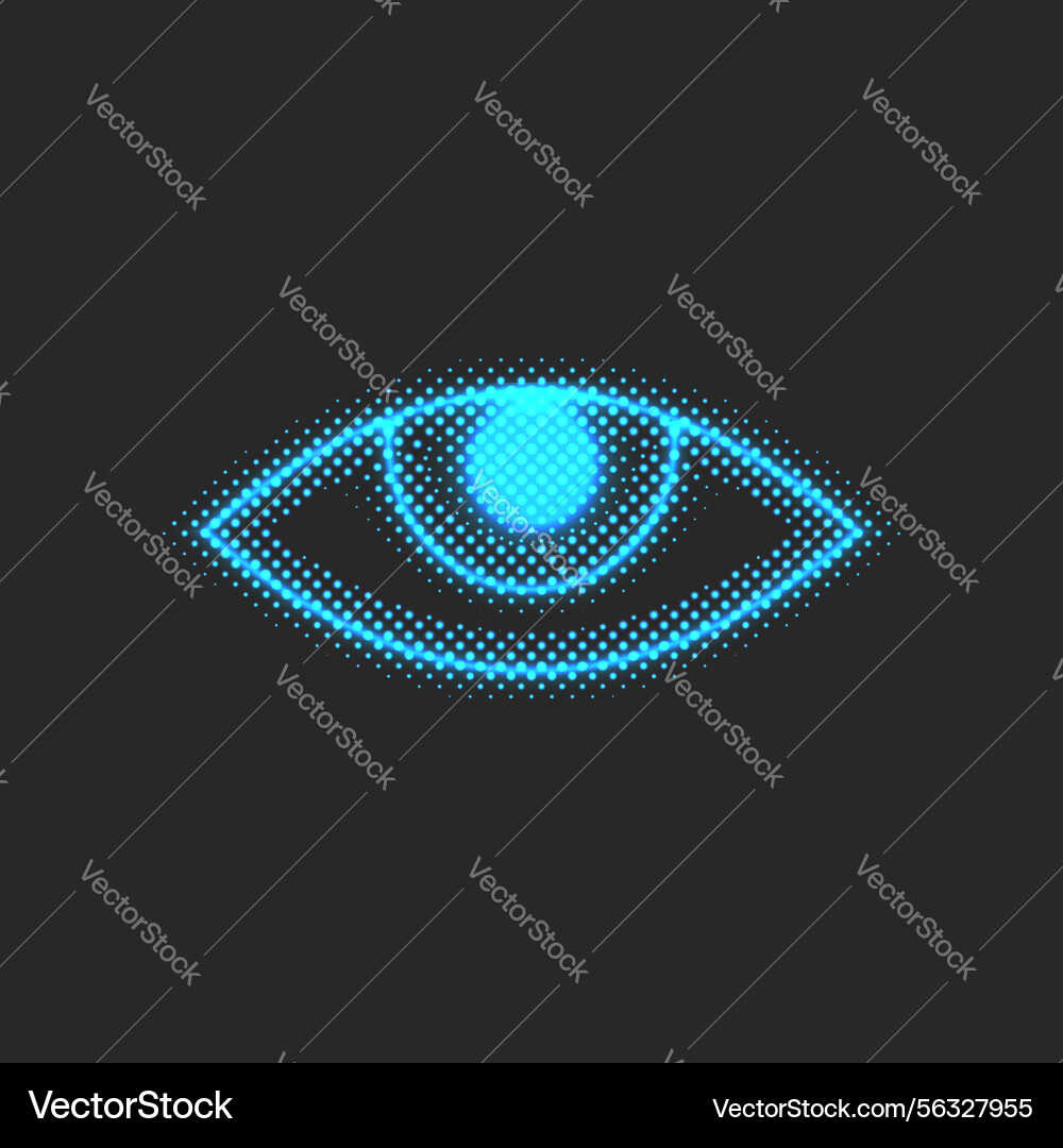 Futuristic digital eye icon with glowing blue Vector Image