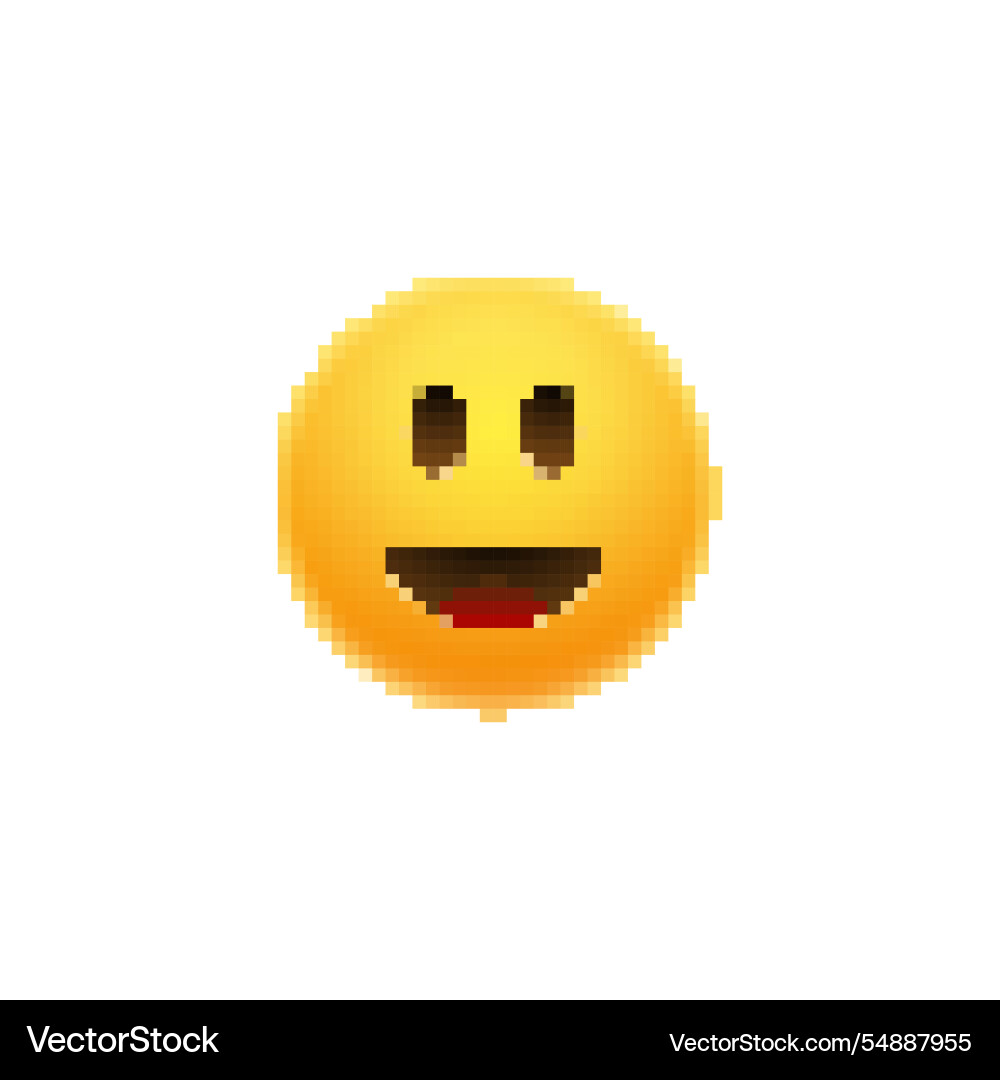 Pixelated smiling emoji face happy smile Vector Image