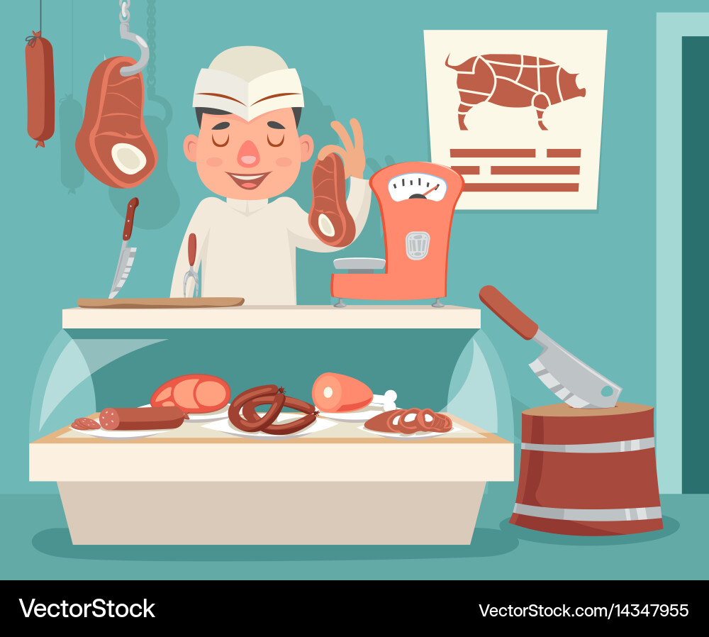 Retro Butcher Shop Counter Royalty Free Vector Image