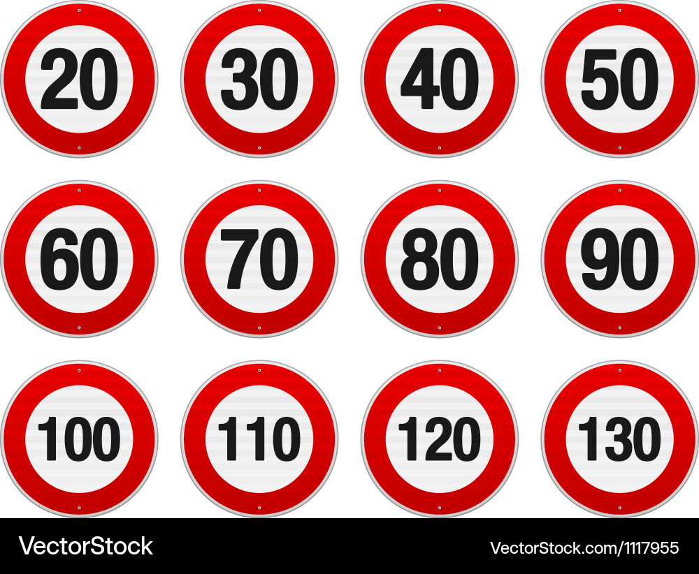 Speed Limit Signs Set Royalty Free Vector Image