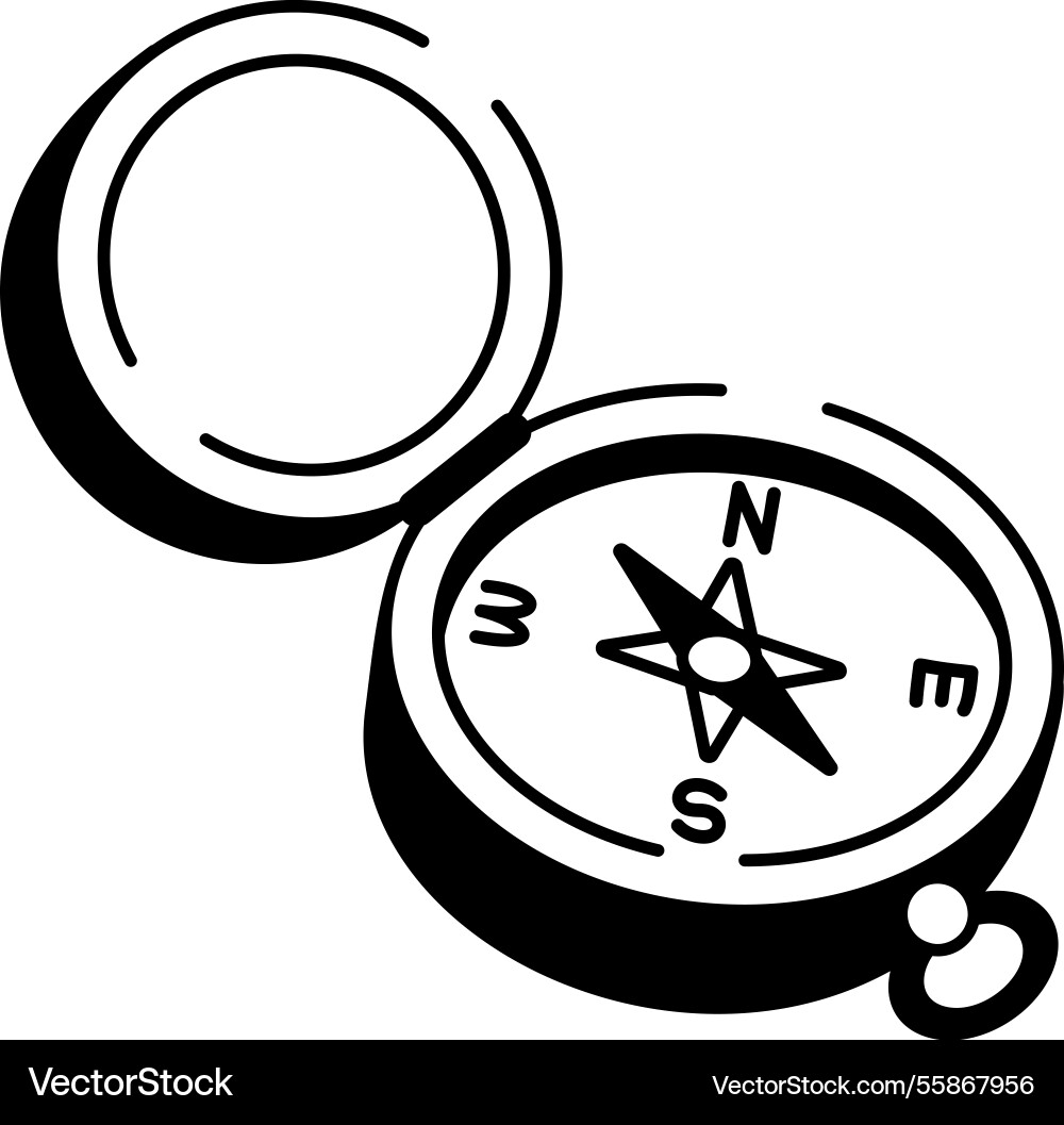 A hand drawn style icon of directional compass Vector Image